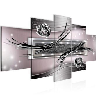 Runa Art Bild Wohnzimmer Schlafzimmer Abstrakt 5 Teilig Grau Rosa Silber Wandbilder auf Vlies Leinwand 108453b