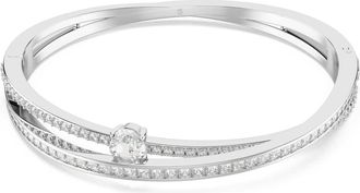 Swarovski Hyperbola Armreif, Weißes, Rhodiniertes Armband mit Strahlenden Kristallen in Verschiedenen Schliffen