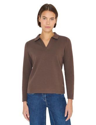 Cecil Poloshirt in Unifarbe urban Taupe XL