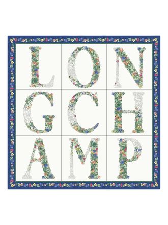 Longchamp foulard Le Jardin Longchamp en soie - Bleu