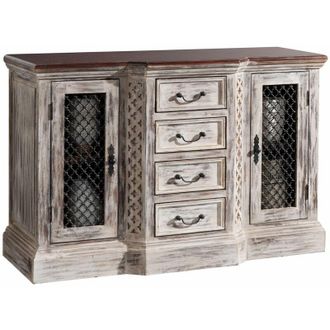 Massivmoebel24 Sideboard Mango / Akazie 135x50x90 wei&szlig; gewachst CASTLE-ANTIK 40