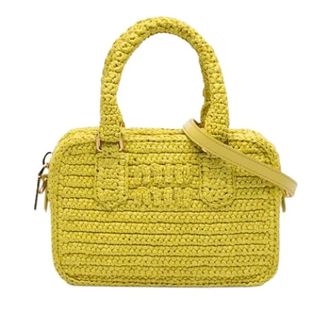 Miu Miu Pre-owned Raffia Satchel - Femme - Pre-owned - Jaune - Taille: ONE Size