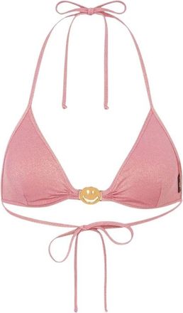 Moschino Femme, Maillots de bain, Rose, Taille: 44 FR Smiley lurex jersey triangle bikini top