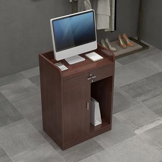 Generic Bureau de r&eacute;ception avec tiroir verrouillable - Table de comptoir en bois pour hall, salon de beaut&eacute;, magasin de th&eacute; au lait - Comptoir avant avec com
