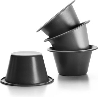 Ibili 827800 Puddingform-Set 8x5 cm 4-teilig, Stahlblech, schwarz, 8 x 8 x 5 cm, 4-Einheiten