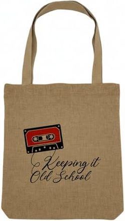 Fabulous Sac Shopping Tote Bag Aspect Lin - Keeping It Old School Musique Cassette Audio Vintage 90s - Sac de Courses Toile Epaisse 360g Beige Naturel Cabas Po