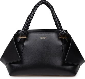 Ferragamo Crossbody Bags - Braided Handles Calfskin Handbag - Gr. unisize - in Schwarz - f&uuml;r Damen