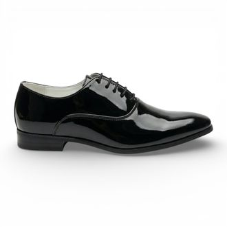 Infinity Leather Schwarze Herren-Oxford-Brogues aus Lackleder
