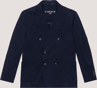 Circolo 1901 Double-Breasted Jacket in Piqu&eacute; Blu Navy / 50