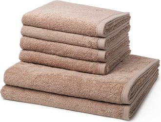ROSS 6 teiliges Frottier-Set - Vita (4 X Handtuch 2 X Duschtuch im Set) - 520 g/m2 - Baumwolle - Walkfrottee - saugstark - weich und flauschig - Cappuccino
