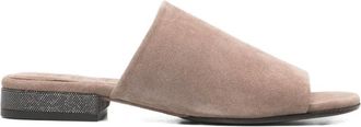 Brunello Cucinelli Femme, Chaussures, Beige, Taille: 40 EU Mules en daim avec Monili