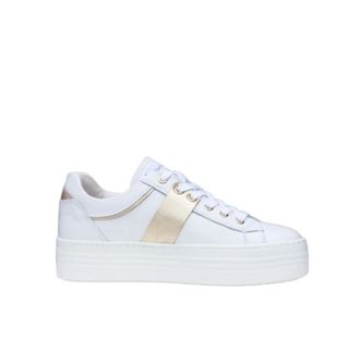 Nero Giardini Plateau-Ledersneakers mit goldenen Akzenten - - Shoes - Damen - Wei&szlig; - 40 EU