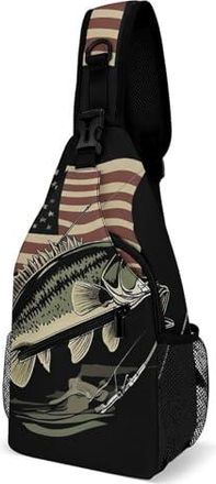 Generic Sacoche Tactique P&ecirc;che au bar, camouflage drapeau am&eacute;ricain, chasse, noir L&eacute;ger Sling Sac &agrave; Bandouli&egrave;re Multifonction Crossbody Bag pour Homme Femme R