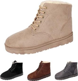 Generic Bottines dhiver doubl&eacute;es en fausse fourrure pour femme - Bottes dhiver en coton &eacute;pais et chaud &agrave; lacets - Bottes de neige confortables pour lext&eacute;rieur