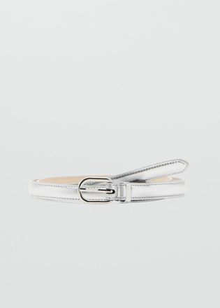 Mango Ceinture m&eacute;tallis&eacute;e &agrave; boucle argent - Femme - XL - MANGO