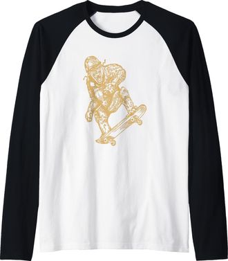 Seembo Gorilla Skater Skateboarding AFFE Skating Skateboard Raglan