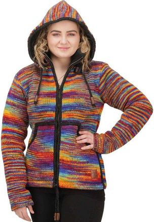 Kunst und Magie Kapuzenstrickjacke Strickjacke Wolle Bunte Regenbogenjacke Fleecefutter abnehmbare Kapuze