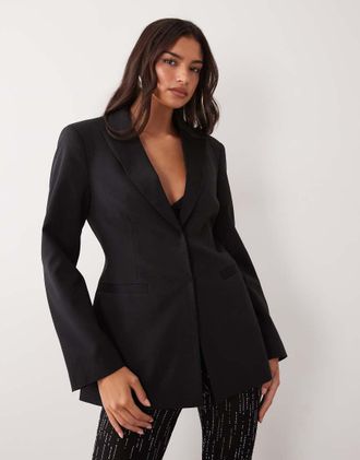 Asos Blazer de smoking ajust&eacute; aux hanches noir