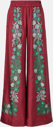 La DoubleJ Bedruckte Palazzo-Hose aus Seiden-Twill