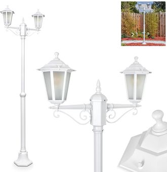 HOFSTEIN Kandelaber Loria, Außenwegeleuchte aus Metall/Glas in Weiß/Milchglas, klare Wechselscheiben, Leuchte im Vintage/Antik/Landhaus-Design f. Garten/Hof, 2