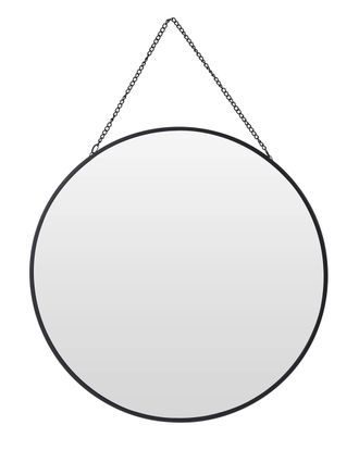 Meinposten Spiegel rund eckig Wandspiegel Metall schwarz Glas Schminkspiegel Dekospiegel (Rund)