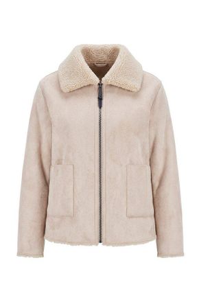 Ulla Popken Wendejacke Wendejacke Teddy/Kunstleder Hemdkragen Langarm