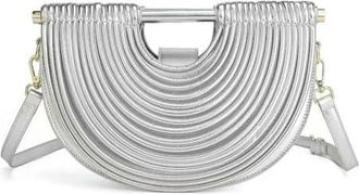 Generic NYSBH Sacs &agrave; main dor&eacute;s tiss&eacute;s &agrave; la main en corde nou&eacute;e Demi-lune argent&eacute;e Pochette de soir&eacute;e, Argent&eacute;