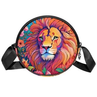 Generic Sac &agrave; bandouli&egrave;re rond pour femme, petit sac &agrave; bandouli&egrave;re avec fermeture &eacute;clair, bretelles r&eacute;glables, sac &agrave; main rond d&eacute;contract&eacute; pour femmes et fill