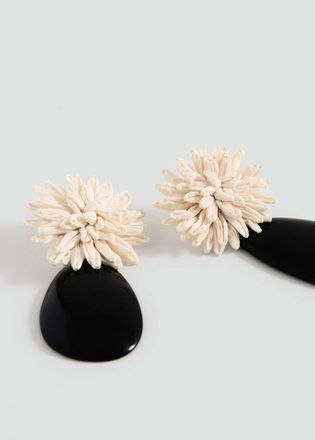 Mango Boucles doreilles fleurs r&eacute;sine beige - Femme - Taille unique - MANGO