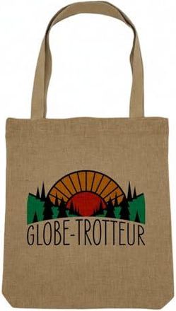 Fabulous Sac Shopping Tote Bag Aspect Lin - Globe-Trotteur Voyage Backpacker Foret Aventure - Sac de Courses Toile Epaisse 360g Beige Naturel Cabas Port&eacute; Epaul