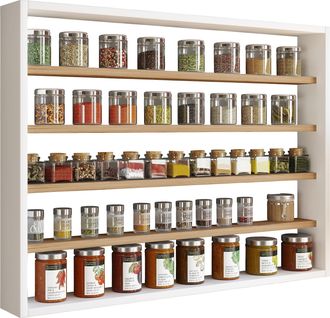 VCM Holz Küchenregal hängend | Maße ca. H. 60 x B. 80 x T. 10 cm | Hängeregal mit fünf Fächern | Wandregal | Gewürzregal | Küchenmöbel - Esaldi L