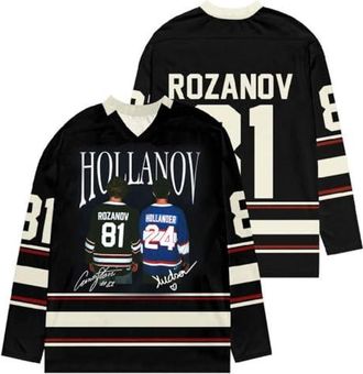 Generic Heated Rivalry Merch CP Inspired Hockey Jersey - Rozanov Hollander Pull unisexe col en V &agrave; manches longues, haut de sport streetwear pour les fans de 