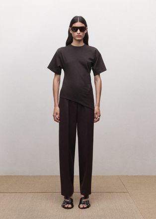 Mango T-shirt coton ajust&eacute; bas asym&eacute;trique lie de vin - Femme - XS - MANGO