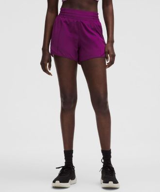 lululemon Short Hotty Hot doubl&eacute; taille haute pour Femmes - 10 cm - Violet - Taille 12