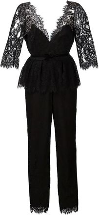 Marchesa combinaison à empiècements en dentelle - Noir