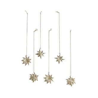 Loberon Anhänger 6er Set Zamoura - Origami-Optik - Verschiedene Sternformen - inkl. Aufhängung - Weihnachtsdekoration - Weihnachten - Polyresin, antikgold