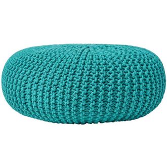 Homescapes Großer Strickpouf 100% Baumwolle, petrol - Homescapes