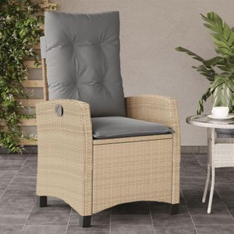 vidaXL Vidaxl - Gartensessel mit Kissen Verstellbar Beigemischung Poly Rattan