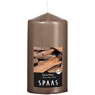 Spaas Bougie cylindre 80/150 parfumée Bois exotique Duft-Stumpenkerze 80/150 mm, ± 65 Stunden-Exotic Wood, Holz, Taupe, D 80 mm x H, 560