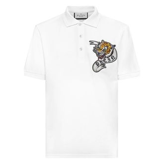 Philipp Plein Homme, Tops, Blanc, Taille: 3XL Polo SS Tattoo