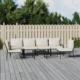 vidaXL 7-tlg. Garten-Lounge-Set mit Sandfarbigen Kissen Stahl Vidaxl