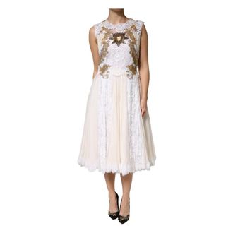 Dolce & Gabbana Lace Silk Embellished Sleeveless Midi Dress - - Dresses - Damen - Mehrfarbig - XL
