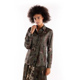 5 Progress Femme, Blouses et Chemises, Vert, Taille: 38 FR Chemise Militaire &agrave; Imprim&eacute; Tigre