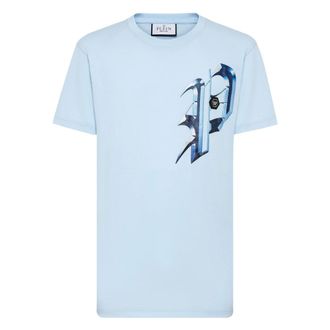 Philipp Plein Homme, Tops, Bleu, Taille: XL T-Shirt Col Rond