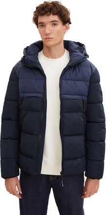 Tom Tailor Herren Puffer Jacke mit abnehmbarer Kapuze 1034586, 10668 - Sky Captain Blue, XS