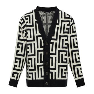 Balmain Homme, Pulls, Noir, Taille: XL Cardigan en Cachemire avec Monogramme