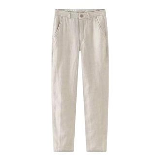 Generic Pantalon chino en lin pour homme, coupe droite, d&eacute;contract&eacute;, coupe r&eacute;guli&egrave;re, pantalon habill&eacute;, pantalon de plage, taille &eacute;lastique, pantalon de surv&ecirc;