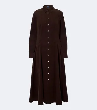 Polo Ralph Lauren Robe midi en velours c&ocirc;tel&eacute; de coton