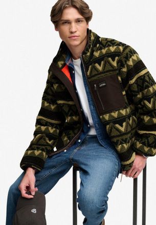 Superdry Sweatjacke ABSTRACT FLEECE ZIP THROUGH Kunstfaser, relaxed fit