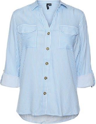 Vero Moda Vmbumpy L/S Shirt New WVN GA Noos Chemise, Bleu Azur, S Femmes